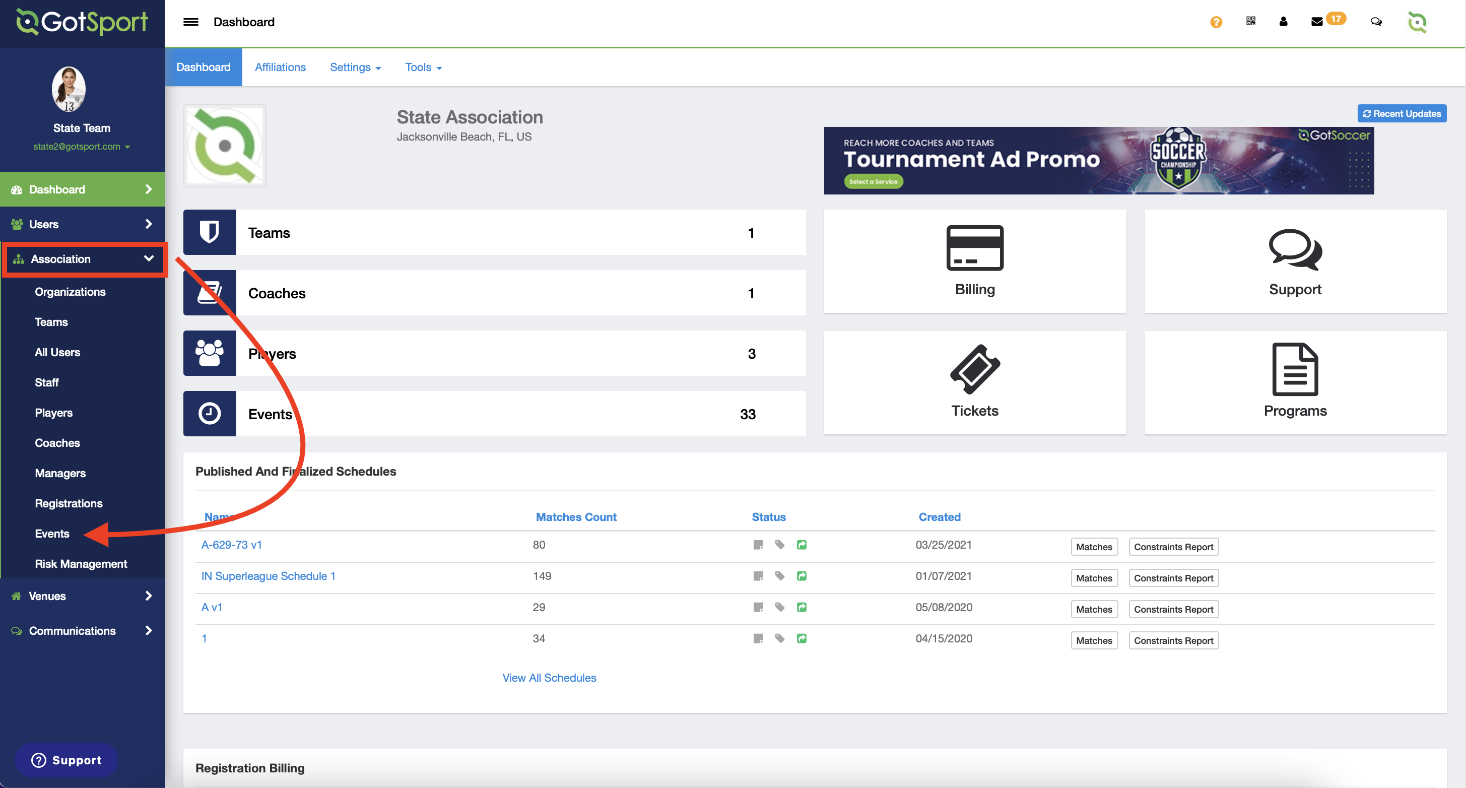 How to Update a Player's Roster Status on an Event Roster as the Governing Body